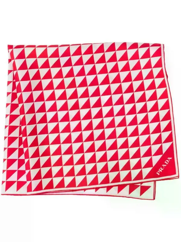 Prada Logo-print Silk Twill Scarf - Red