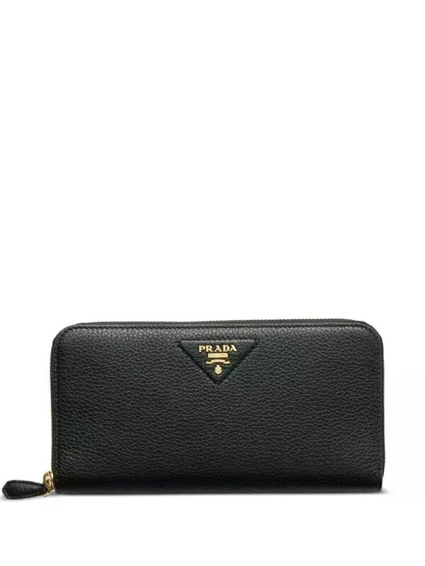 Prada Large Leather Zip-around Wallet - Black