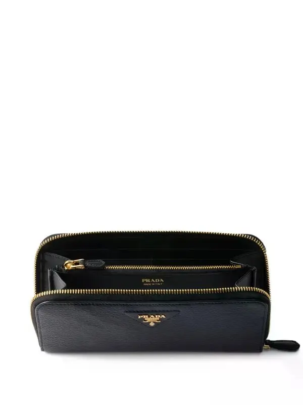 Prada Large Leather Zip-around Wallet - Black