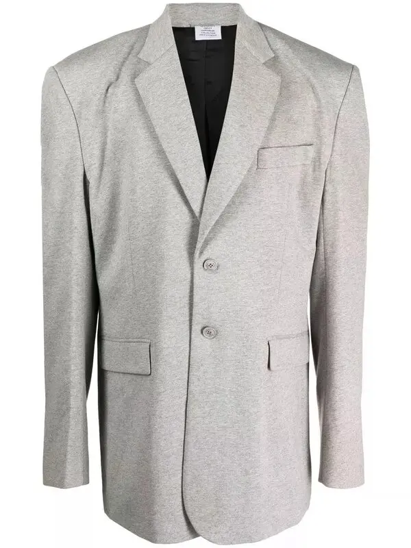 Vetements Single-breasted Shoulder-pad Blazer - Grey