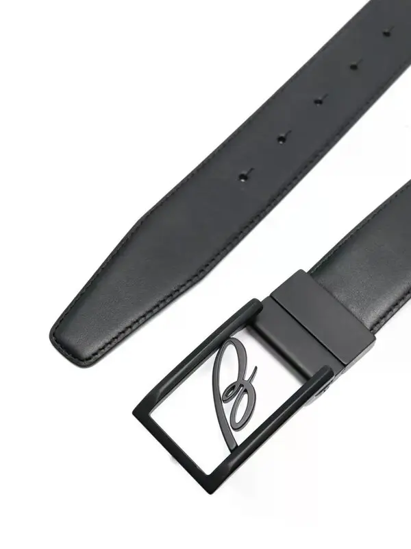 Brioni Leather Belt With Logo Buckle