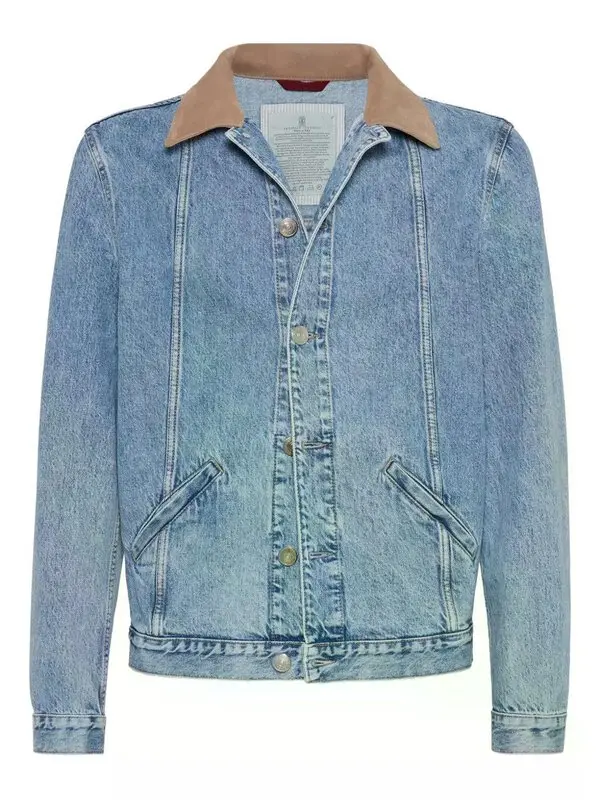 Brunello Cucinelli Denim Jacket With Suede Collar