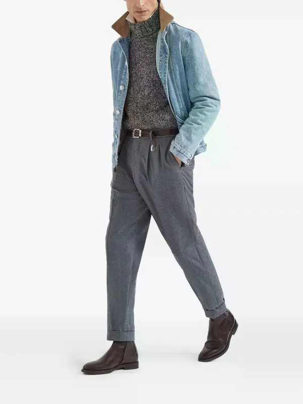 Brunello Cucinelli Denim Jacket With Suede Collar