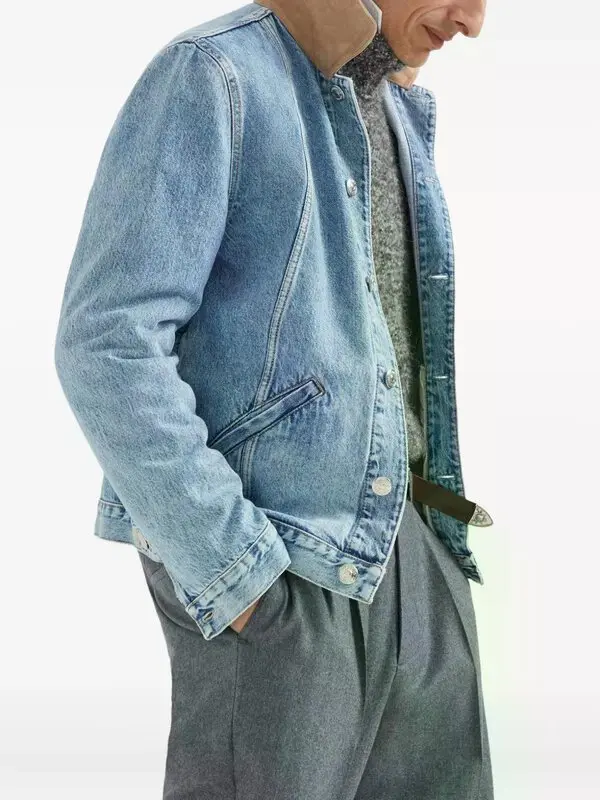 Brunello Cucinelli Denim Jacket With Suede Collar