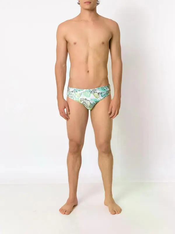 AMIR SLAMA Leaf Print Swim Briefs
