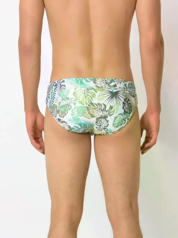 AMIR SLAMA Leaf Print Swim Briefs