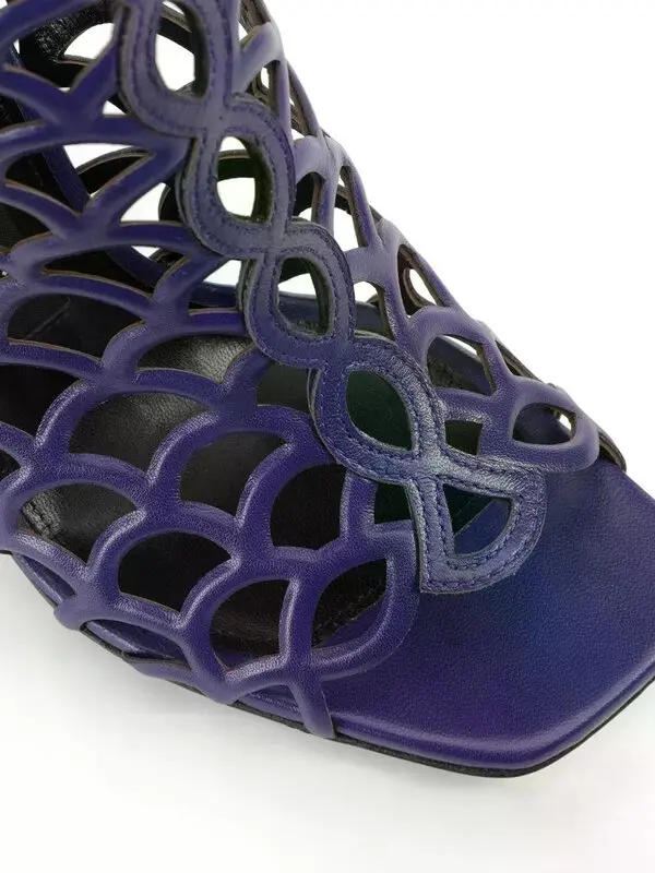 SERGIO ROSSI Mermaid Leather Cage Sandals - Blue