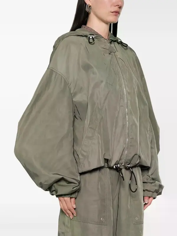 Attico Hooded Bomber Jacket - Green