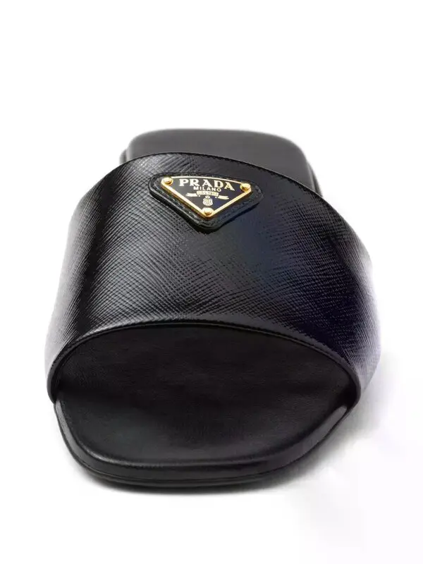 Prada Triangle-logo Leather Slides