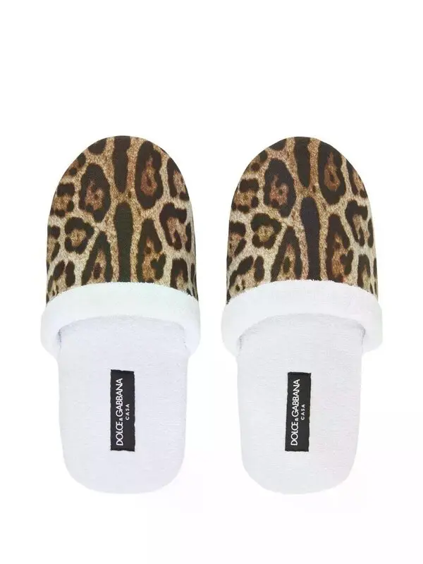 Dolce & Gabbana Leopard-print Terry Slippers - White