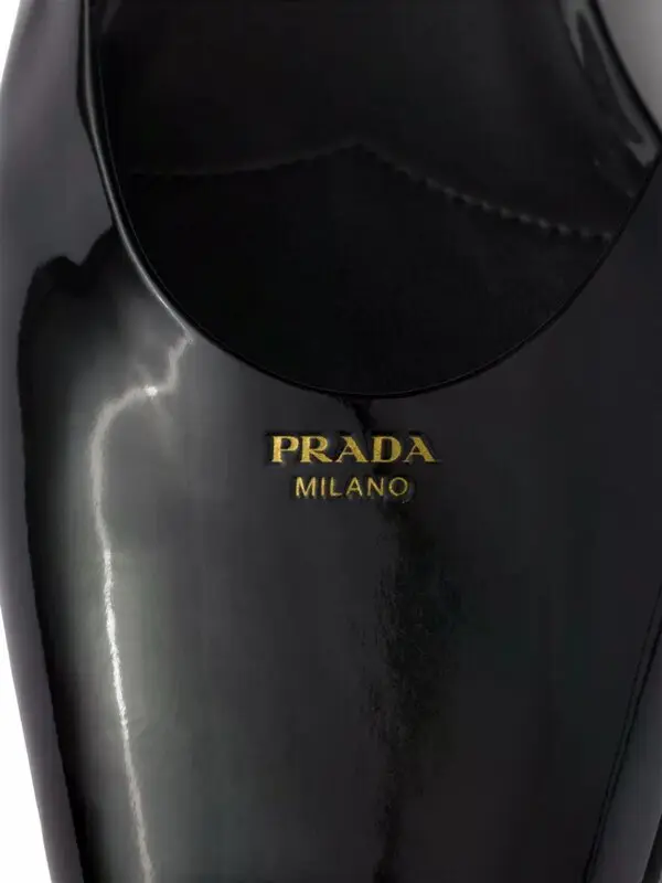 Prada Leather Slingback Ballerina Shoes - Black