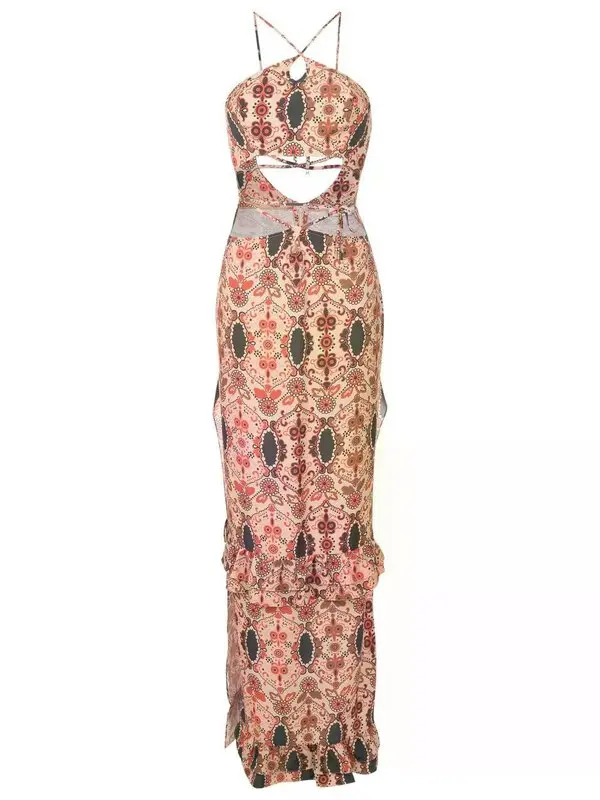 AMIR SLAMA Floral-print Halterneck Dress