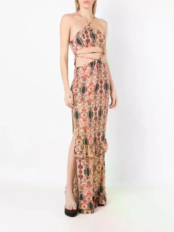 AMIR SLAMA Floral-print Halterneck Dress