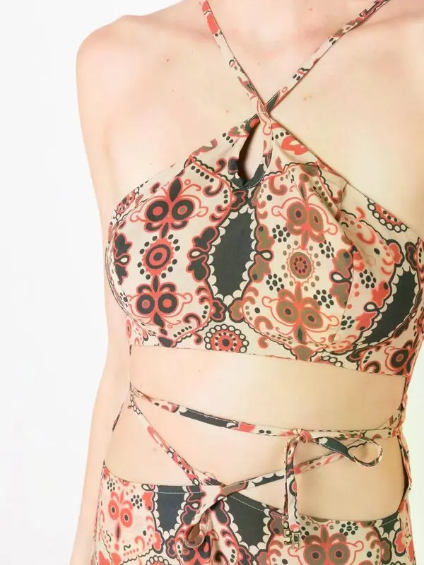 AMIR SLAMA Floral-print Halterneck Dress