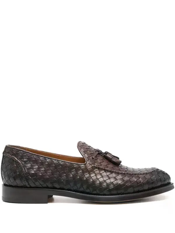 DOUCAL'S Interwoven Leather Loafers - Brown