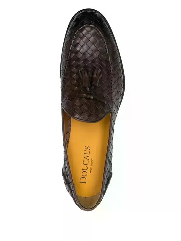 DOUCAL'S Interwoven Leather Loafers - Brown