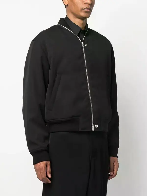 JIL SANDER Zipped Wool Bomber Jacket - Black