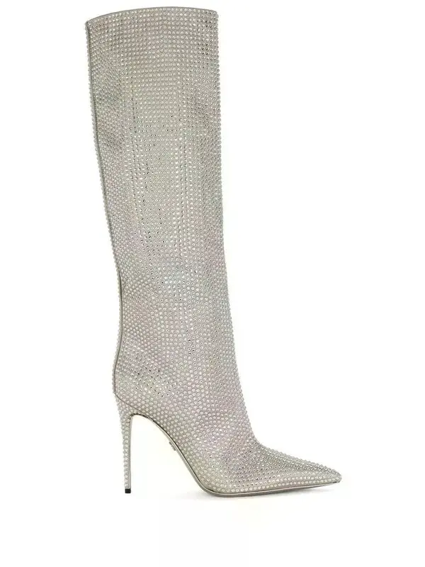 Dolce & Gabbana Rhinestone Embellished Satin Knee-high Boots