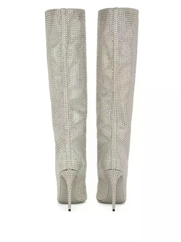 Dolce & Gabbana Rhinestone Embellished Satin Knee-high Boots