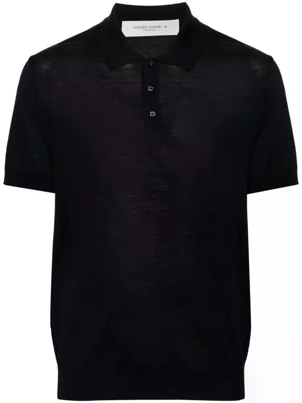GOLDEN GOOSE Giotto Knitted Polo Shirt - Blue