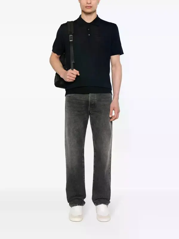 GOLDEN GOOSE Giotto Knitted Polo Shirt - Blue