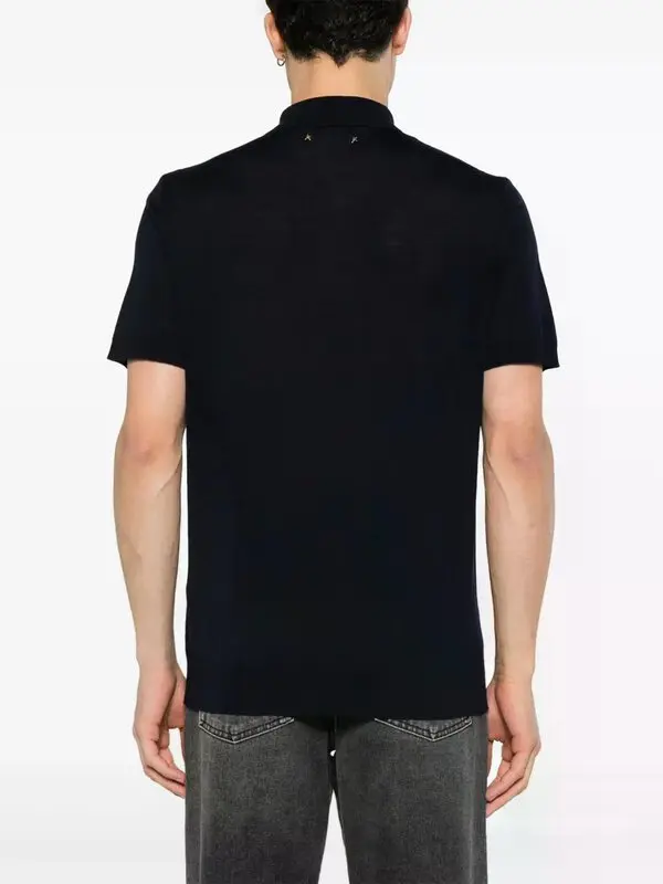 GOLDEN GOOSE Giotto Knitted Polo Shirt - Blue