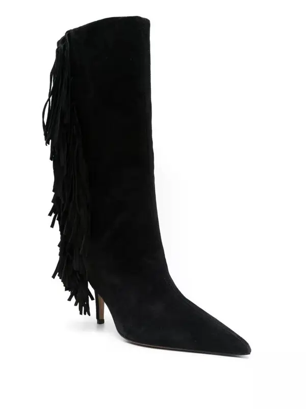Paris Texas 75mm Jessie Fringe Boots - Black