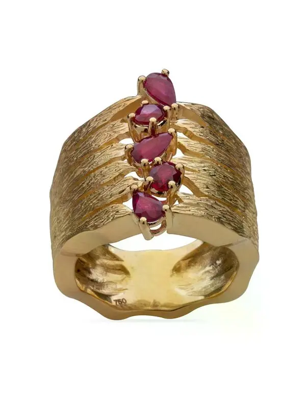 GAELLE KHOURI 18kt Yellow Côte À Côte Ruby Ring - Gold