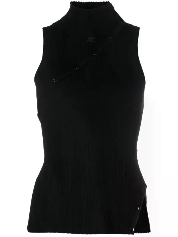COURREGES Logo-embroidered Ribbed Tank Top