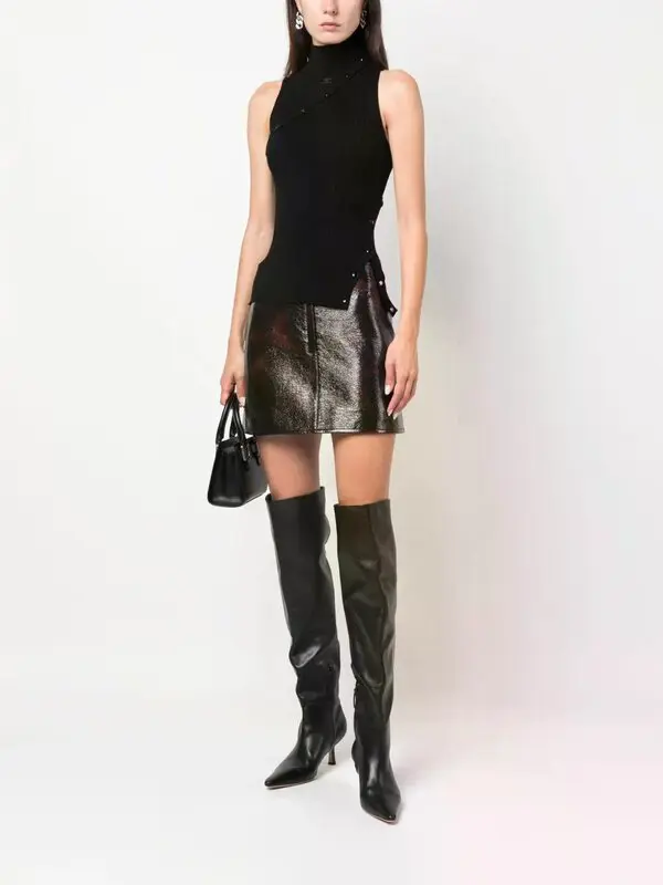 COURREGES Logo-embroidered Ribbed Tank Top