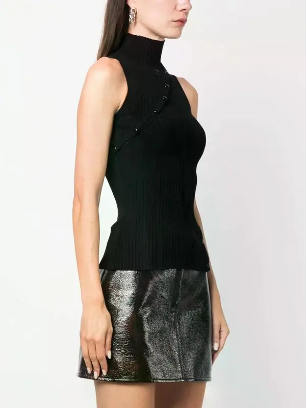 COURREGES Logo-embroidered Ribbed Tank Top