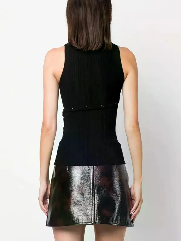 COURREGES Logo-embroidered Ribbed Tank Top