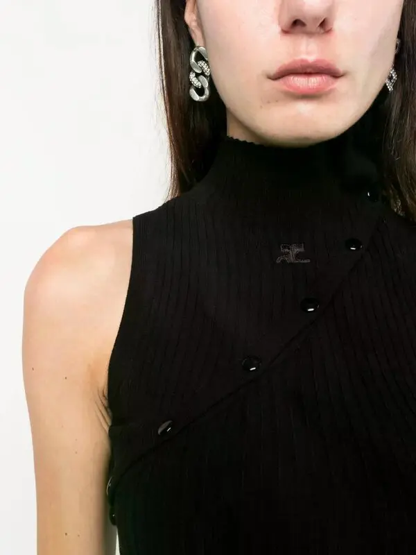 COURREGES Logo-embroidered Ribbed Tank Top