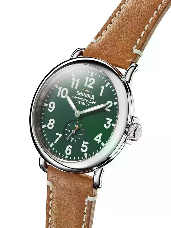 Shinola The Runwell 41mm Watch With Forest Dial And Leather Strap - Green