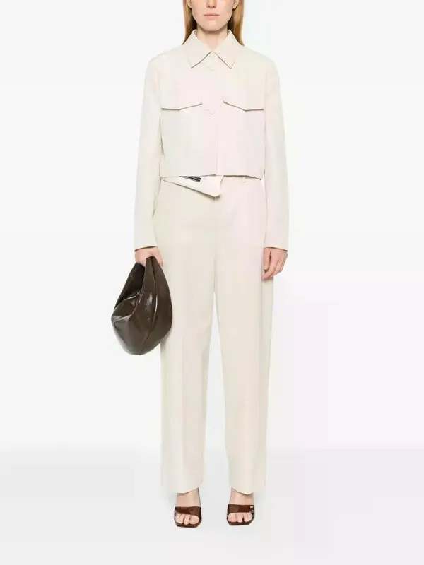Fendi Foldover Waist Gabardine Trousers