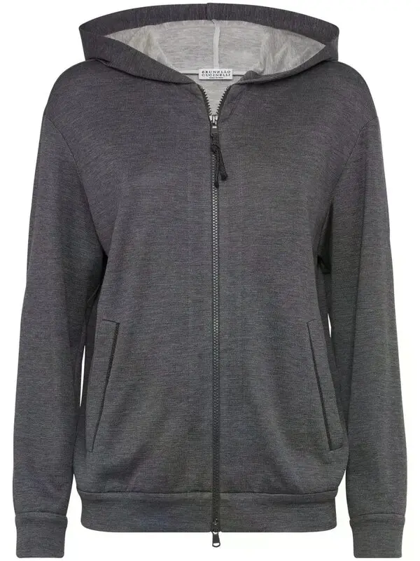 Brunello Cucinelli Zipped Long-sleeve Hoodie - Grey