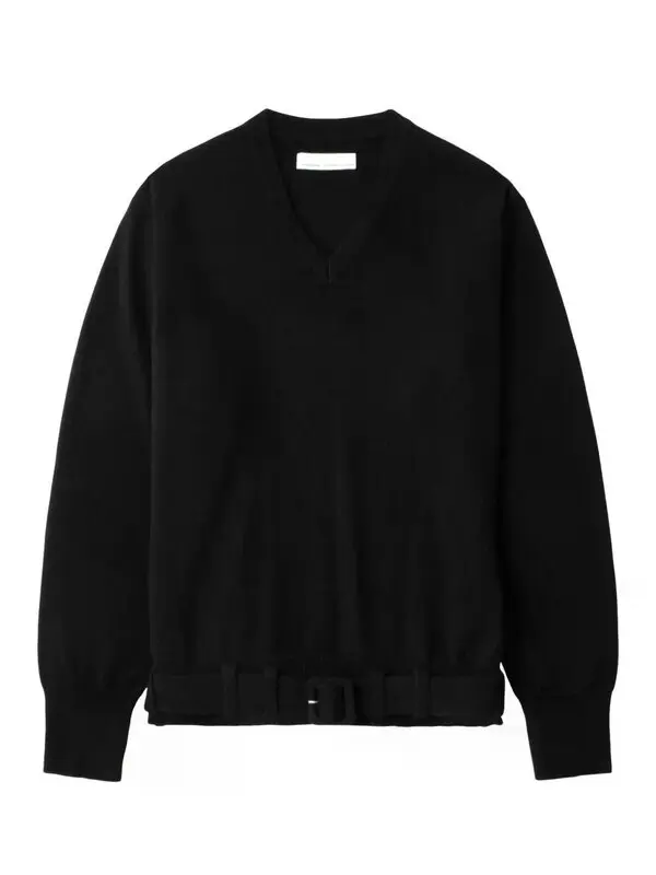 Random Identities Belted Merino Wool-blend Sweater