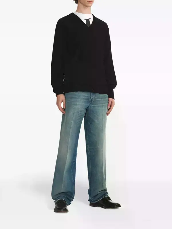 Random Identities Belted Merino Wool-blend Sweater