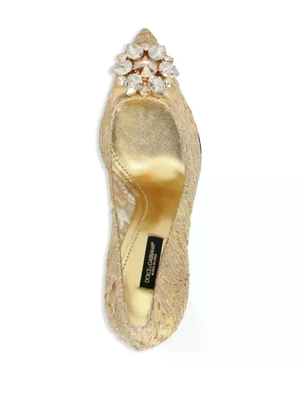 Dolce & Gabbana Bellucci Rainbow Lace Brooch-detail Pumps - Gold