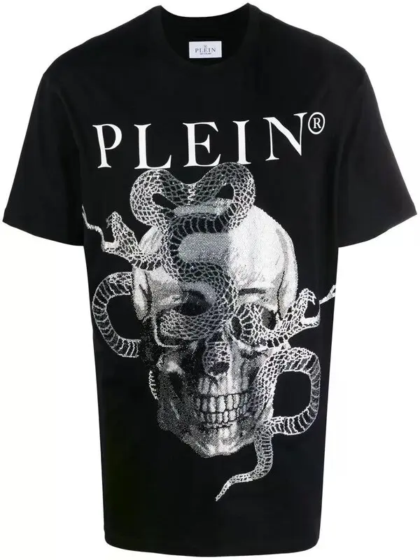 Philipp Plein Snake-print Round-neck T-shirt - Black