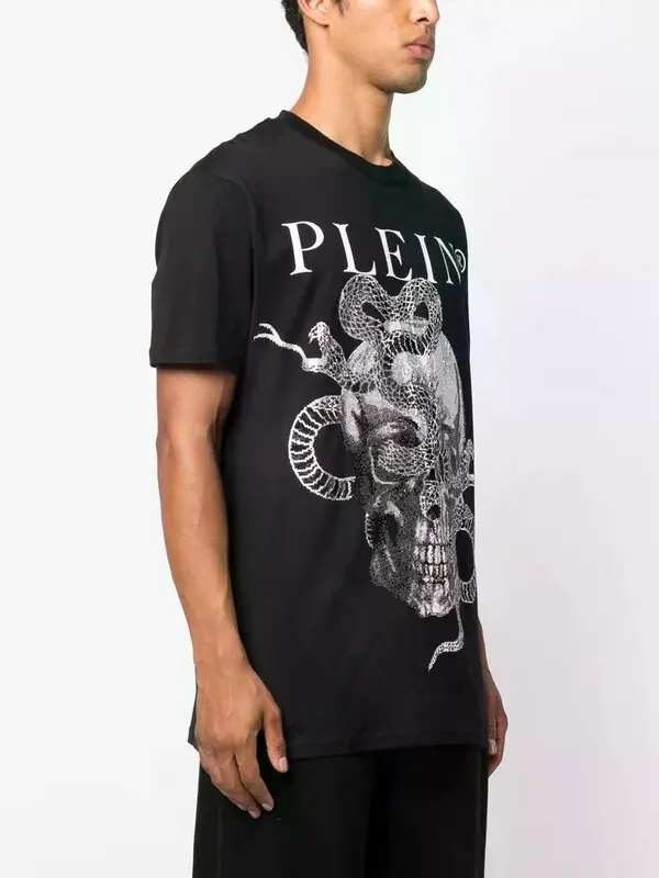 Philipp Plein Snake-print Round-neck T-shirt - Black