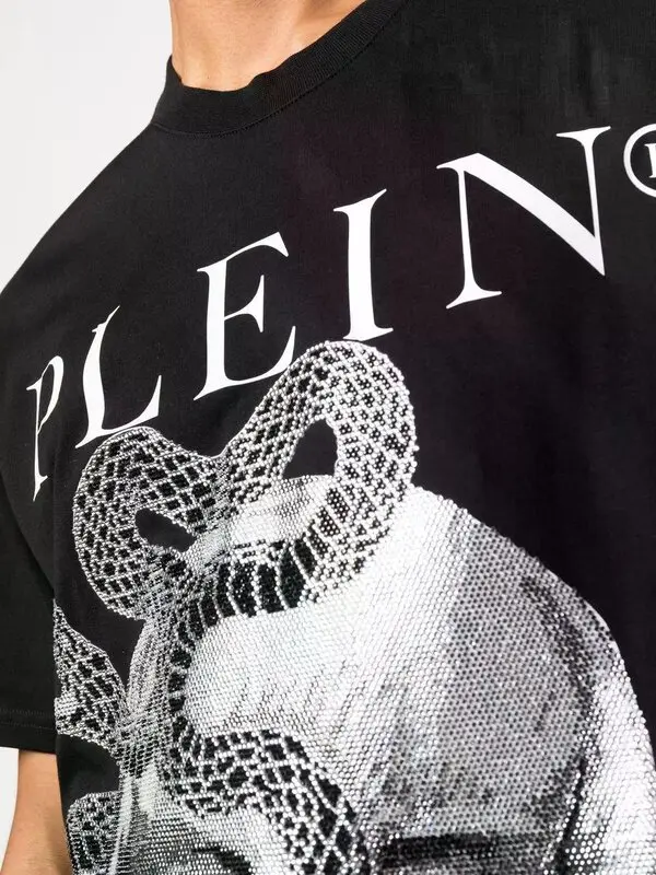 Philipp Plein Snake-print Round-neck T-shirt - Black