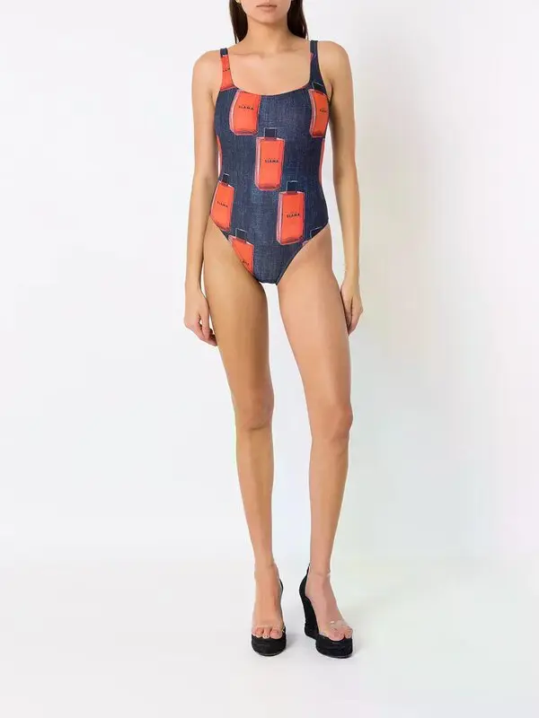 AMIR SLAMA Graphic Logo-print Swimsuit