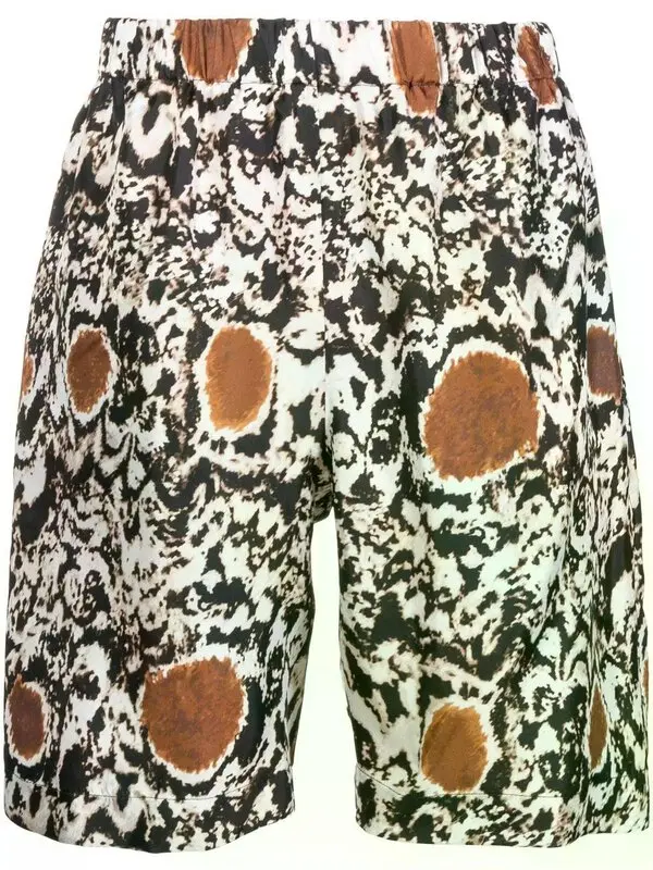 EDWARD CRUTCHLEY Abstract-pattern Silk Shorts - White
