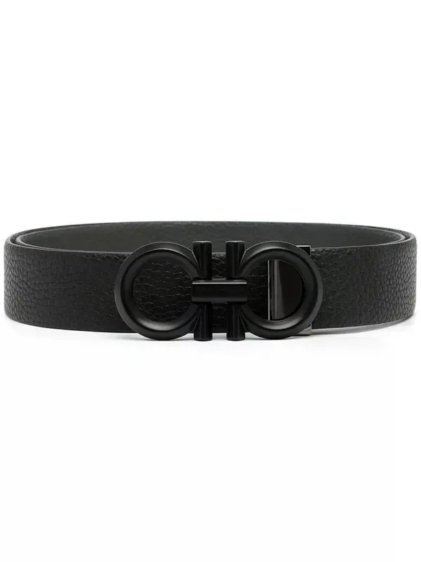 FERRAGAMO Reversible And Adjustable Gancini Belt - Black