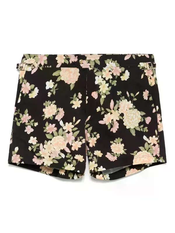 TOM FORD Floral-print Swim Shorts - Black