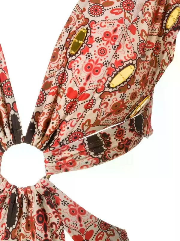 AMIR SLAMA Floral-print Cut-out One-piece Swimsuit