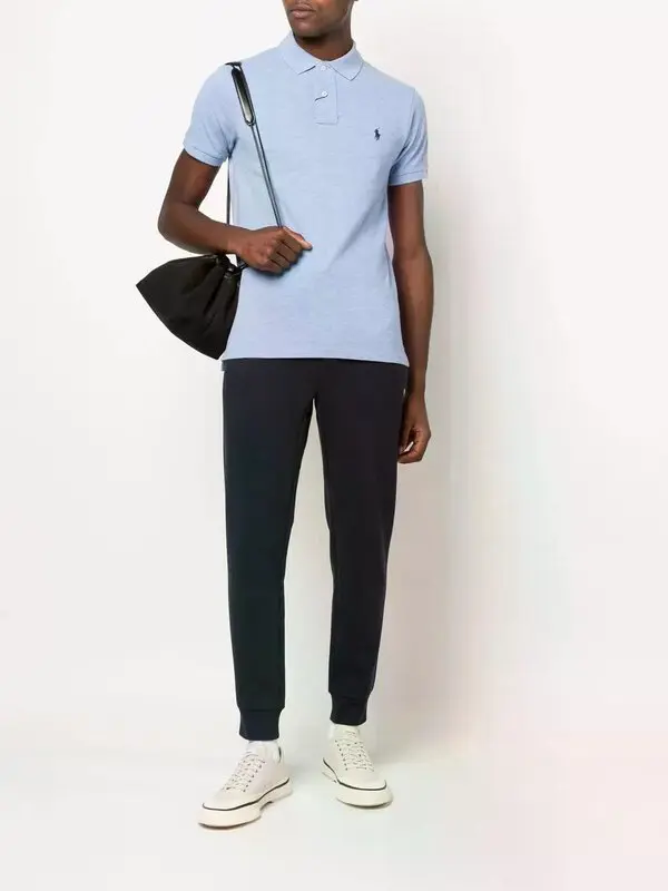 Polo Ralph Lauren Embroidered-logo Cotton Piqué Polo Shirt - Blue