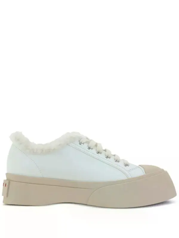 Marni Pablo Lace-up Shearling-trim Sneakers - White