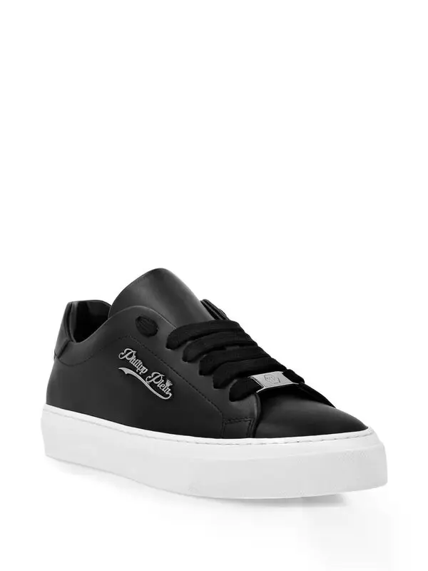 Philipp Plein Signature-print Leather Sneakers - Black